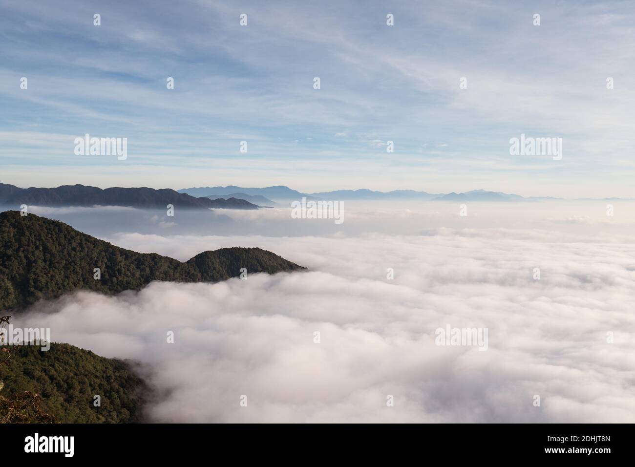 Spectacular highland landscape with Yuanzui Mountain on sunny day under ...
