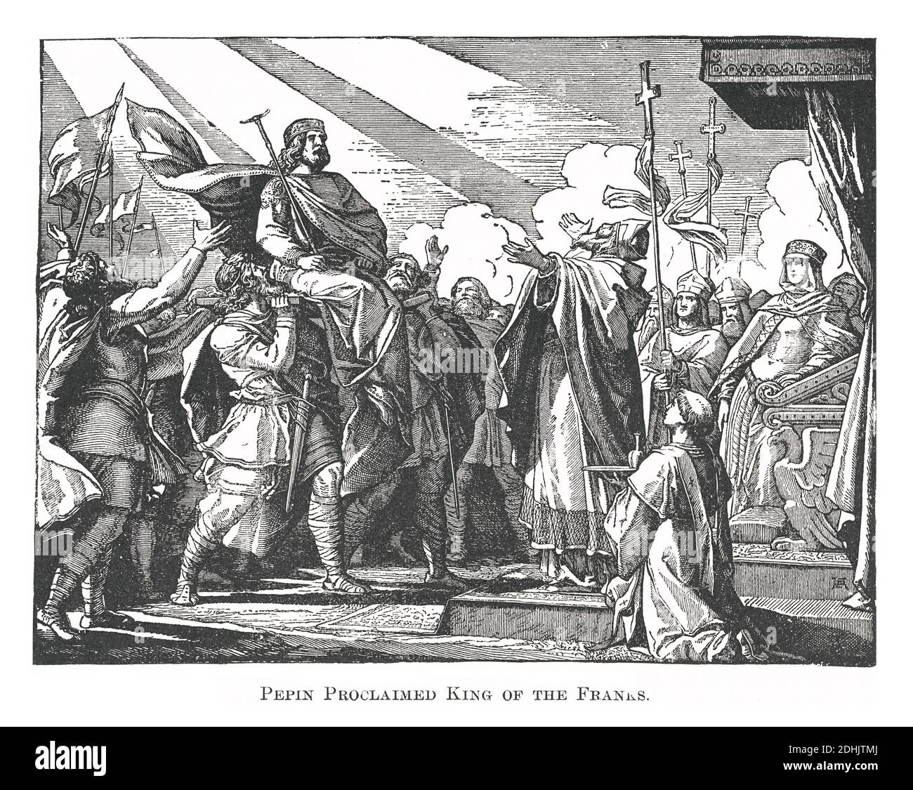 19th-century illustration of a scene where Pepin was proclaimed for ...