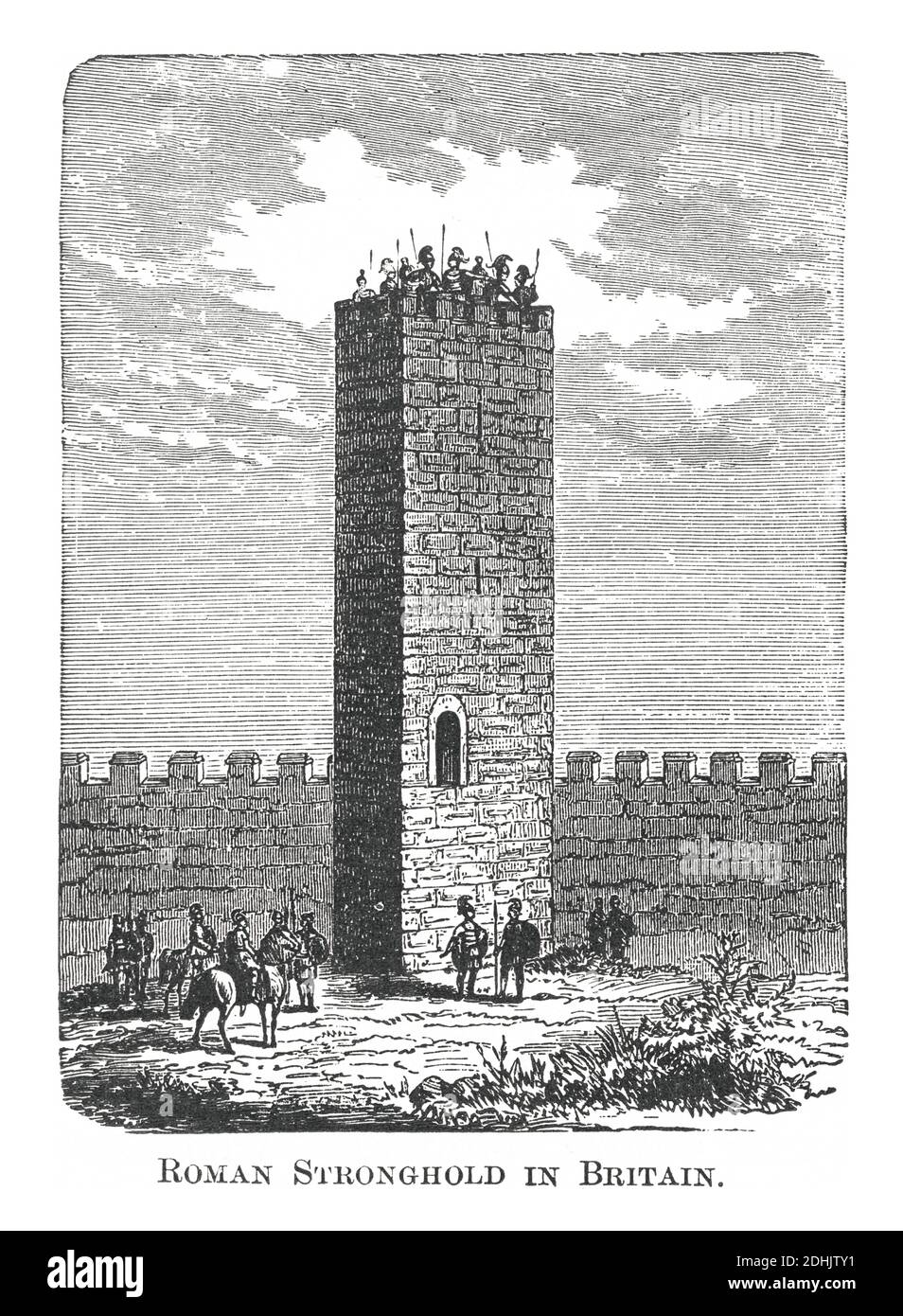 19th-century illustration of Roman stronghold in Britain. Original ...