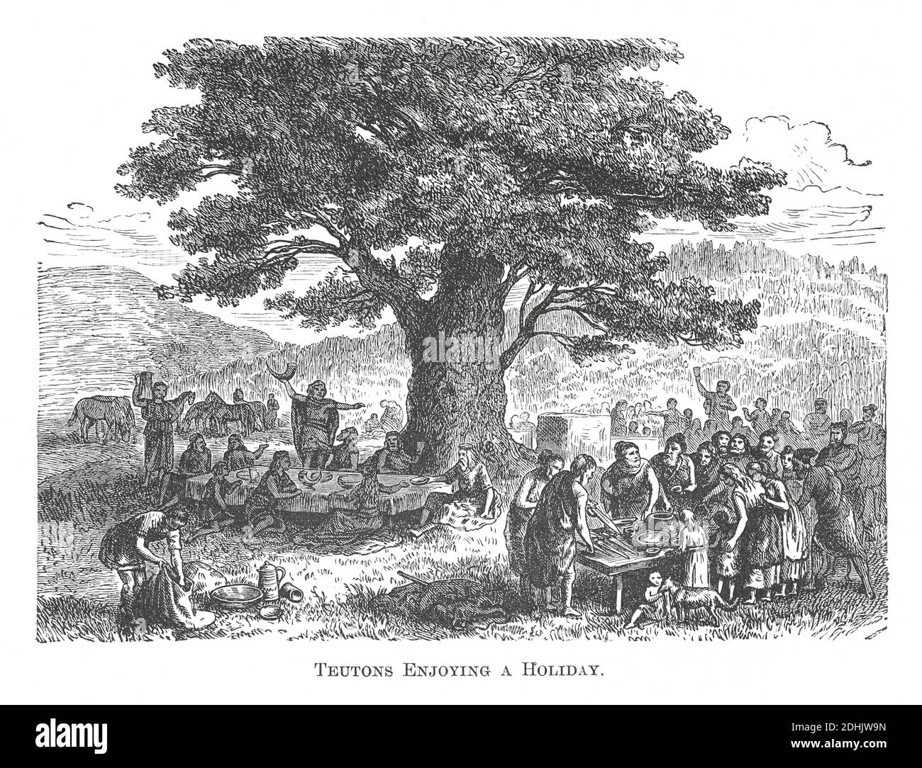 19th-century illustration of a group of Teutons, also called Suebi or ...