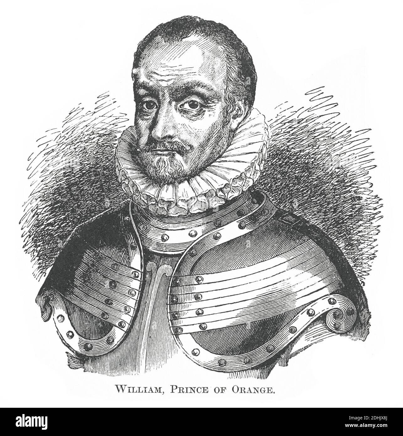 19th-century illustration of William, Prince of Orange. Original ...