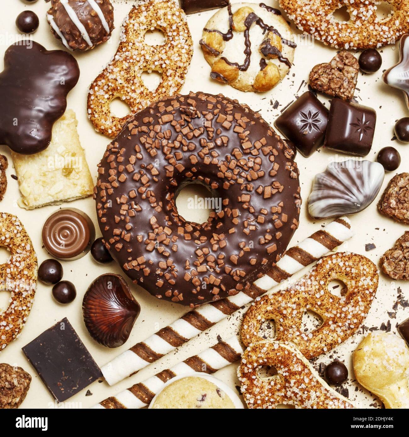 Mix of sweets: cookies, chocolates and pralines. Graphic resources ...