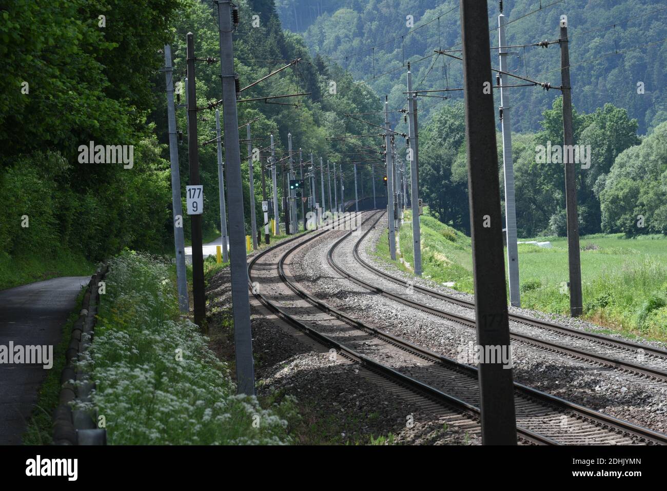 double track in rail traffic, tracks for mobility by rail Stock Photo ...