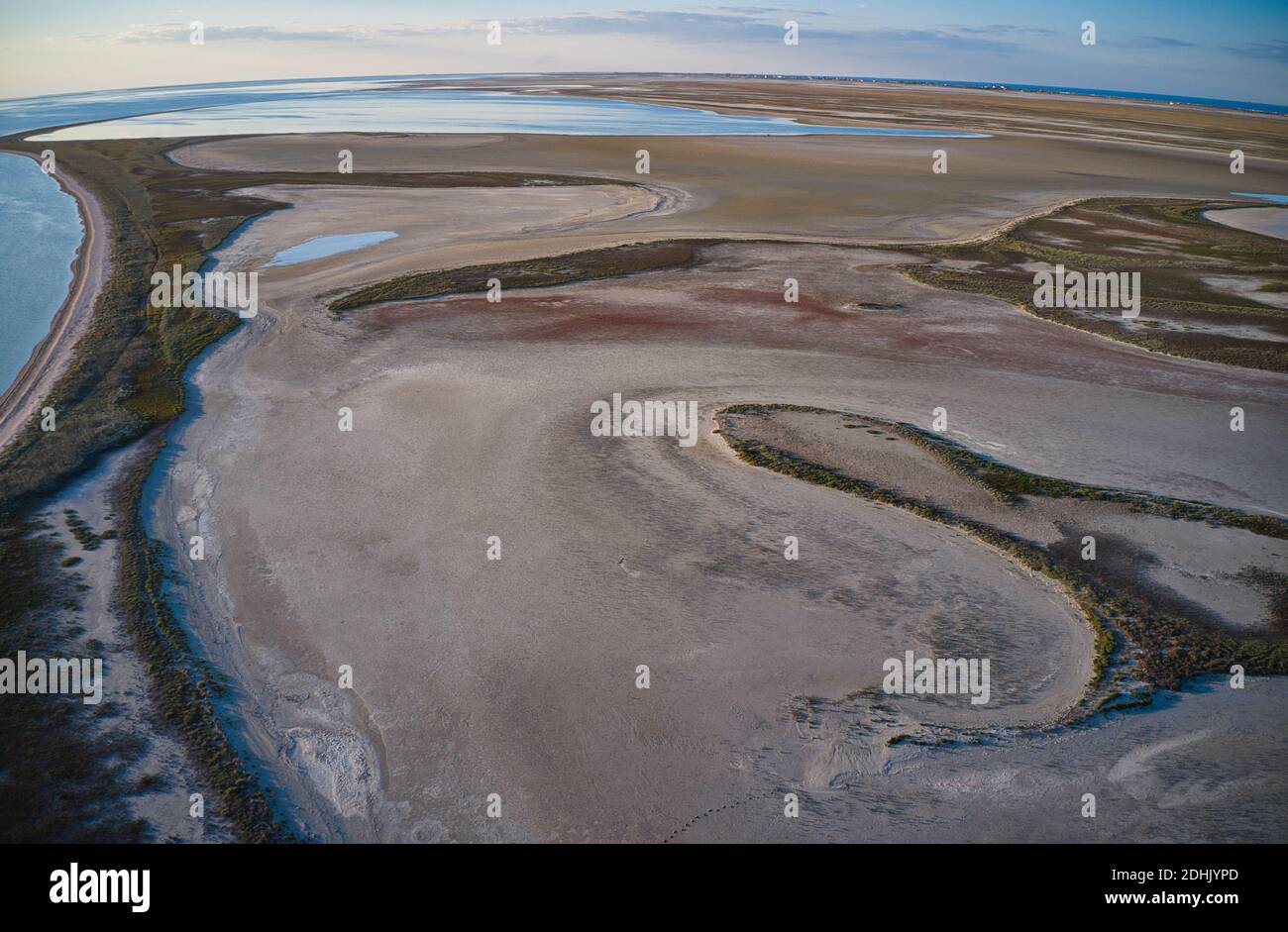 Sandy swamp near a beautiful lake, top view, drone camera Stock Photo ...