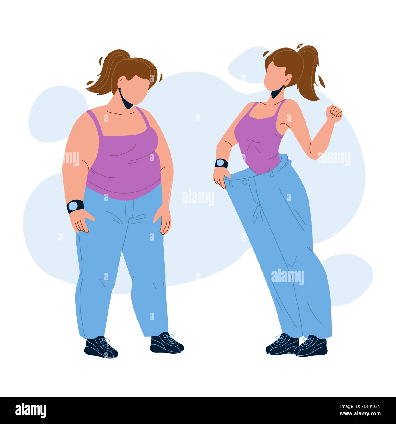Loose Weight Woman Before And After Look Vector Stock Vector Image ...
