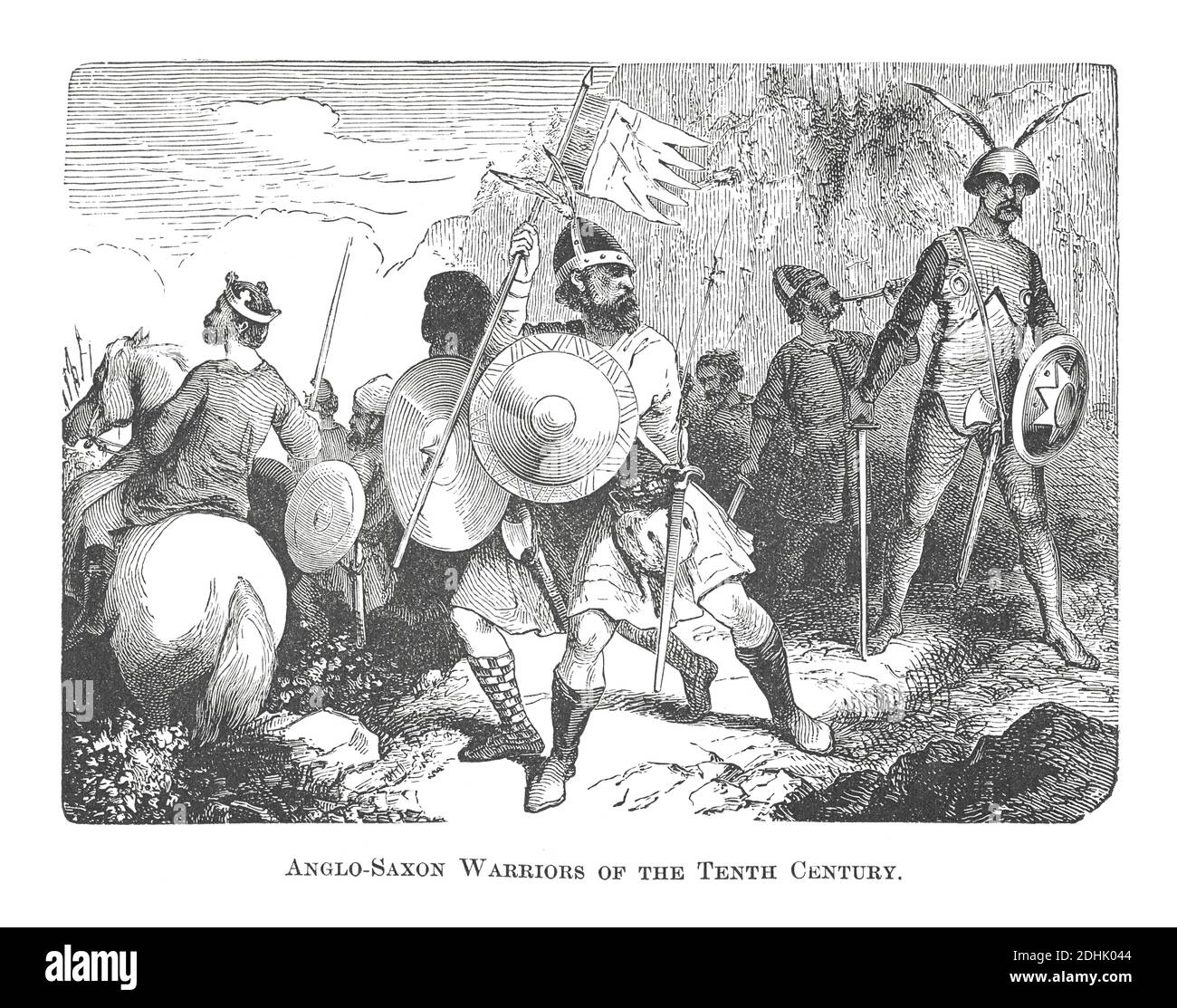 19th-century illustration of a scene with Anglo-Saxon Warriors of the ...