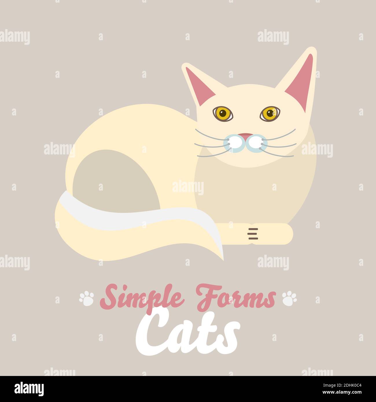 Flat cat isolated vector. Cartoon illustration domestic yellow cat logo ...