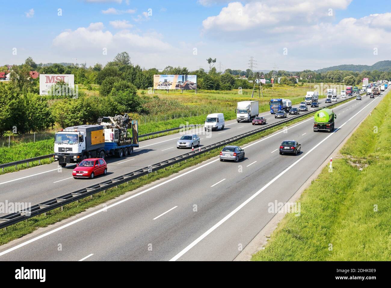 The autostrada A4 (highway) in Poland near the Krakow city, Poland ...