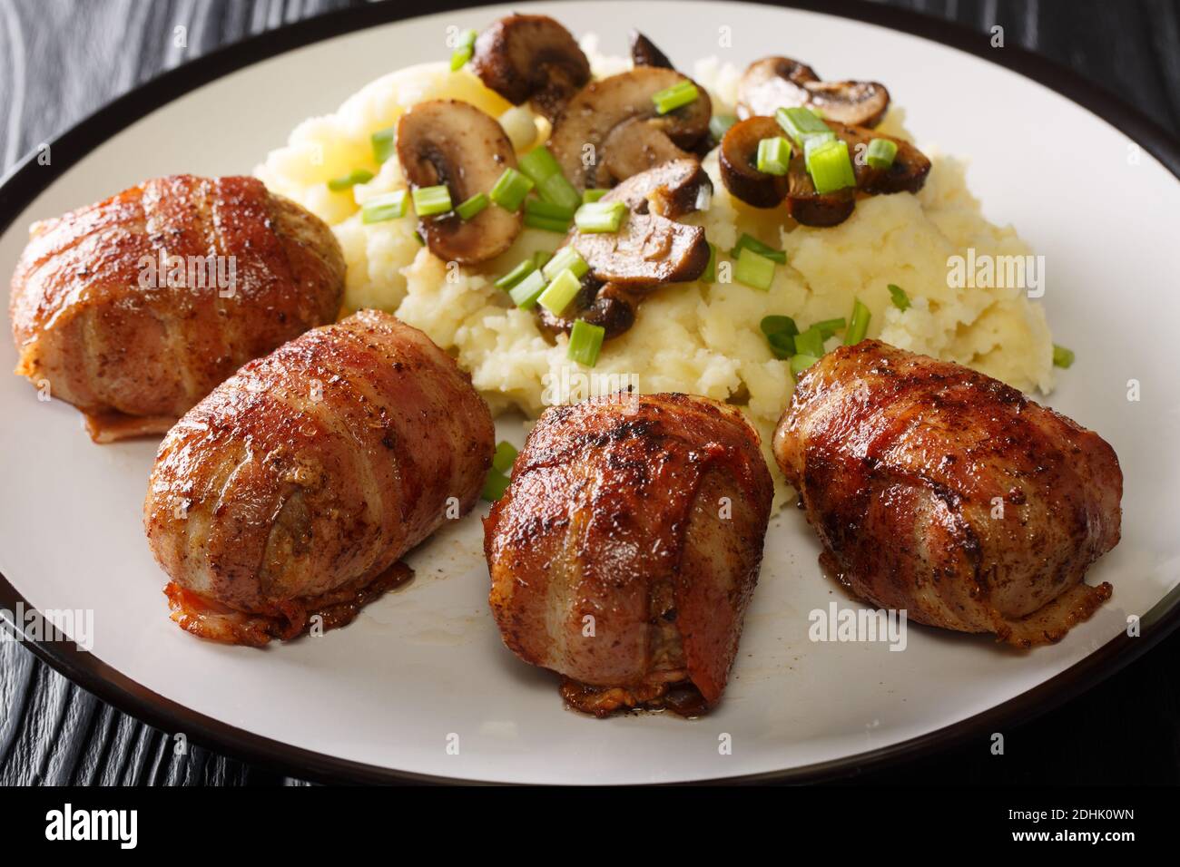 Delicious Danish Slavink served with potatoes, mushrooms and green ...