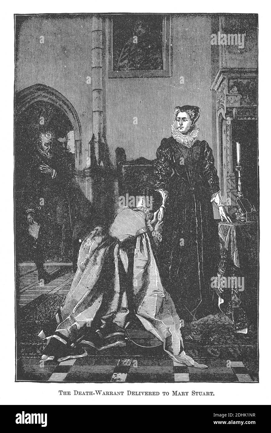 19th-century illustration of a scene how death warrant was delivered to ...