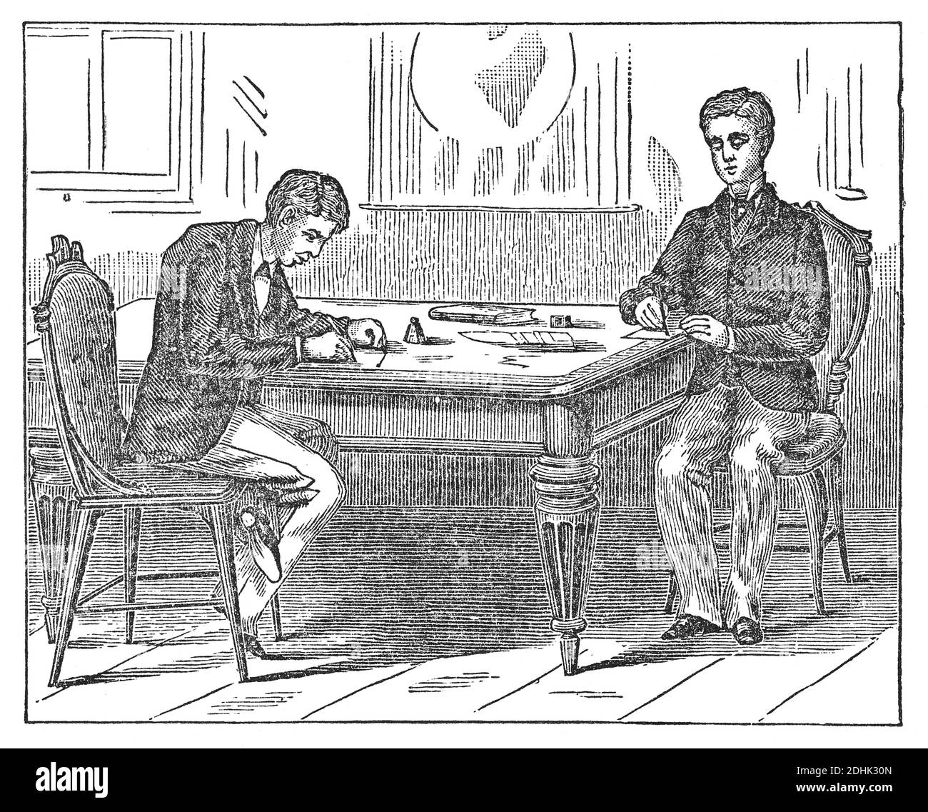 19th century illustration of the improper and correct positions while ...