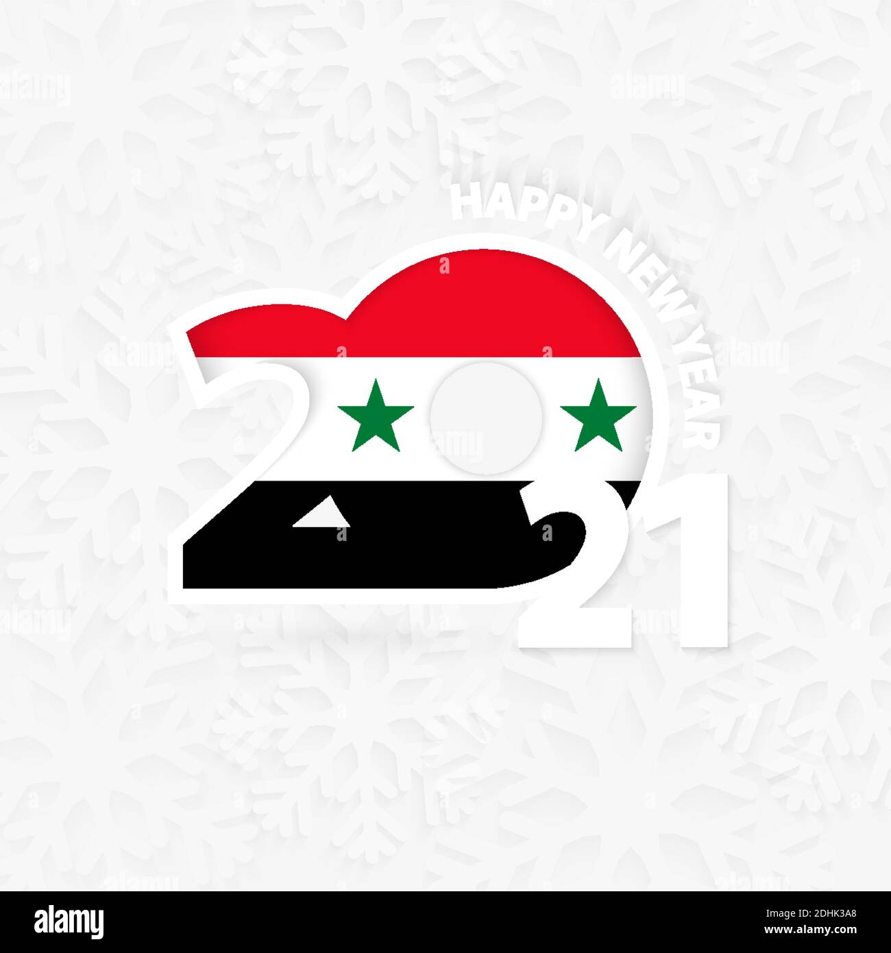 Happy New Year 2021 for Syria on snowflake background. Greeting Syria ...