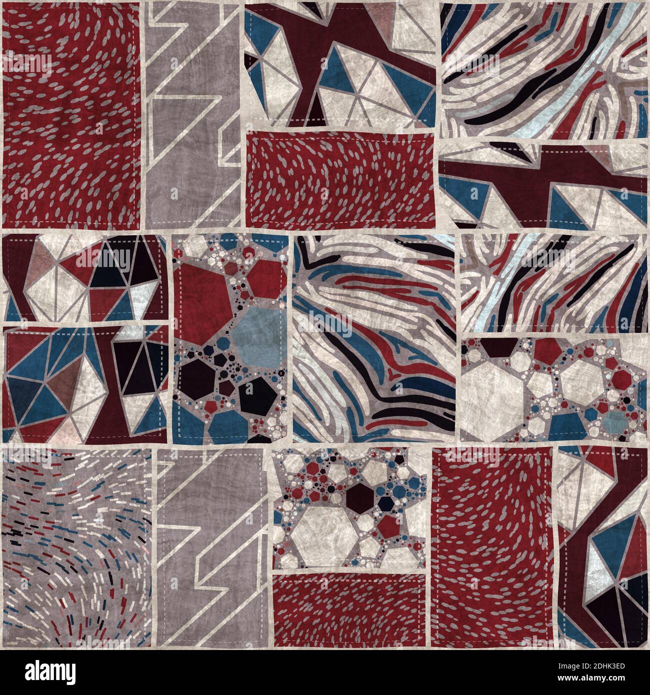 Seamless red white and blue textured retro pattern Stock Photo - Alamy