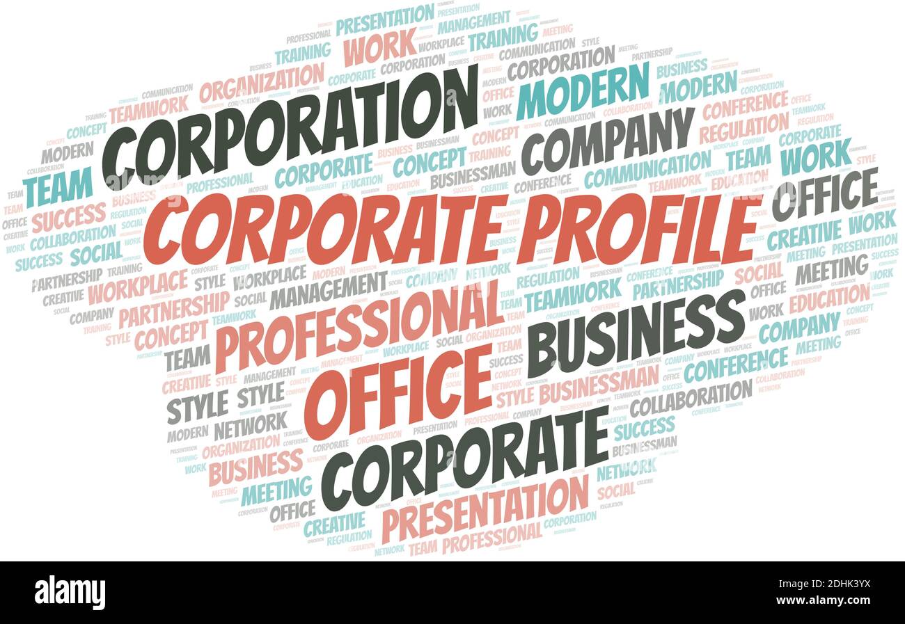 Corporate Profile vector word cloud, made with the text only Stock ...