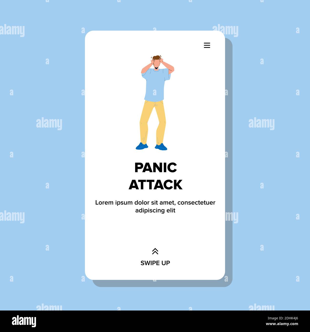 Panic Attack Depressed Man Holding Head Vector Stock Vector Image & Art ...