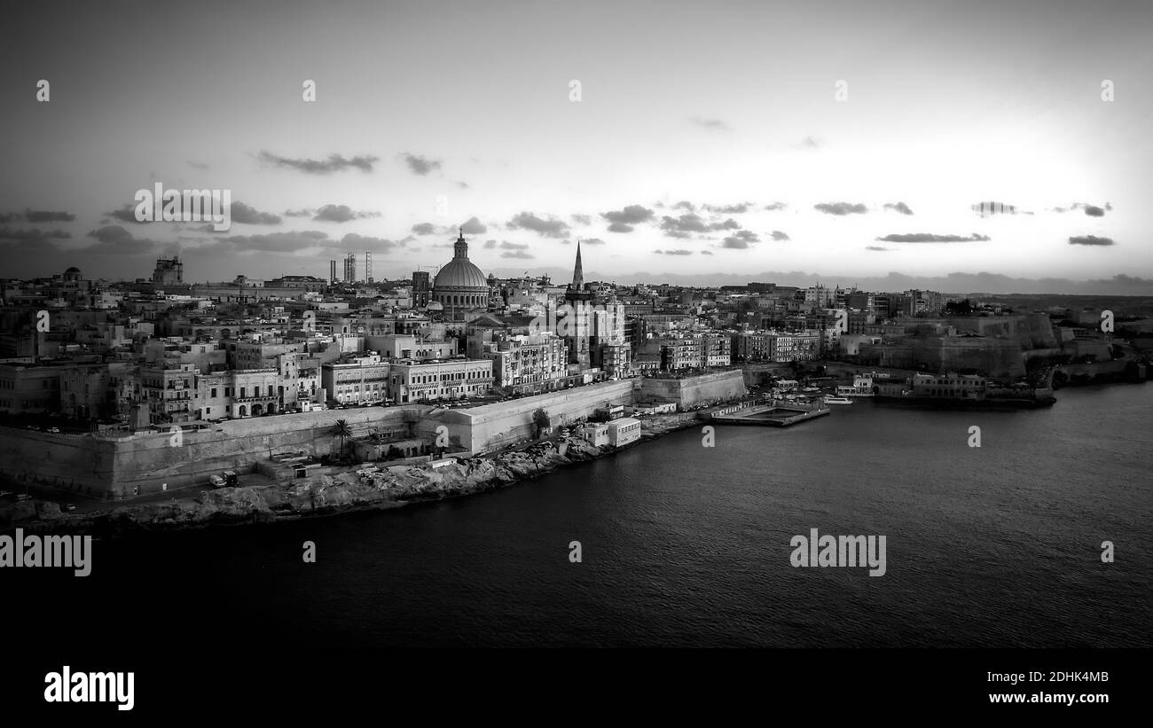Aerial view over the city of Valletta - the capital city of Malta Stock ...