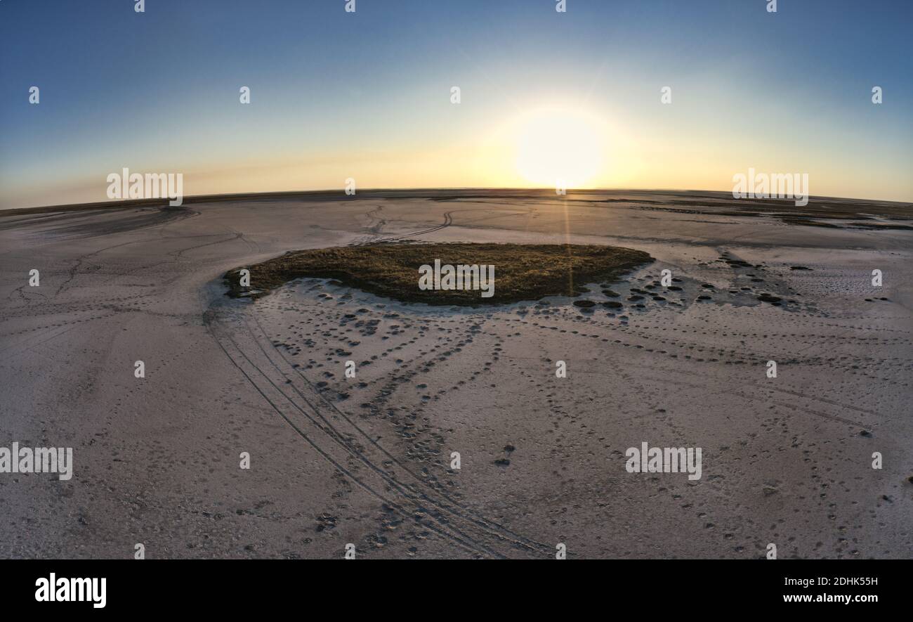 Sandy swamp near a beautiful lake, top view, drone camera Stock Photo ...