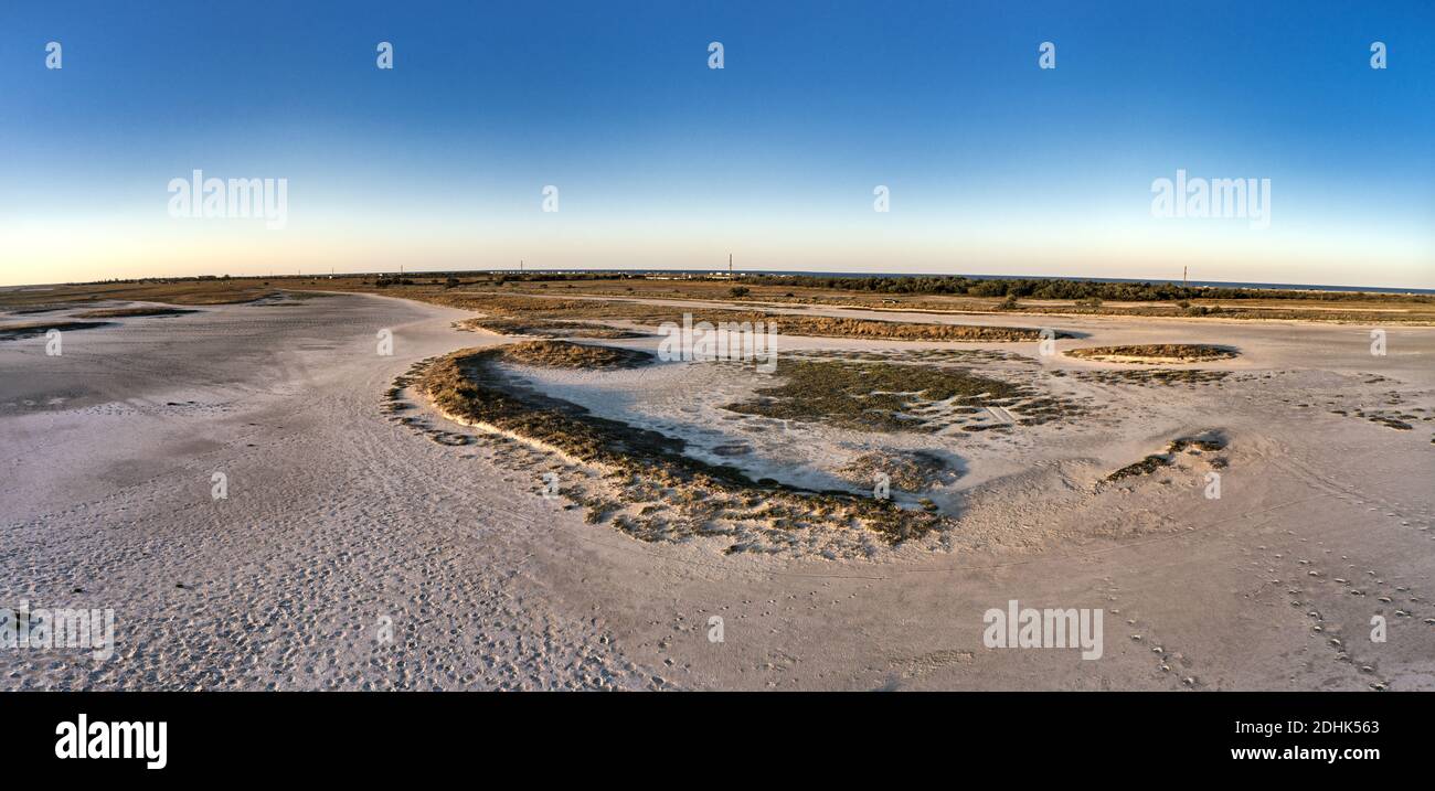 Sandy swamp near a beautiful lake, top view, drone camera Stock Photo ...