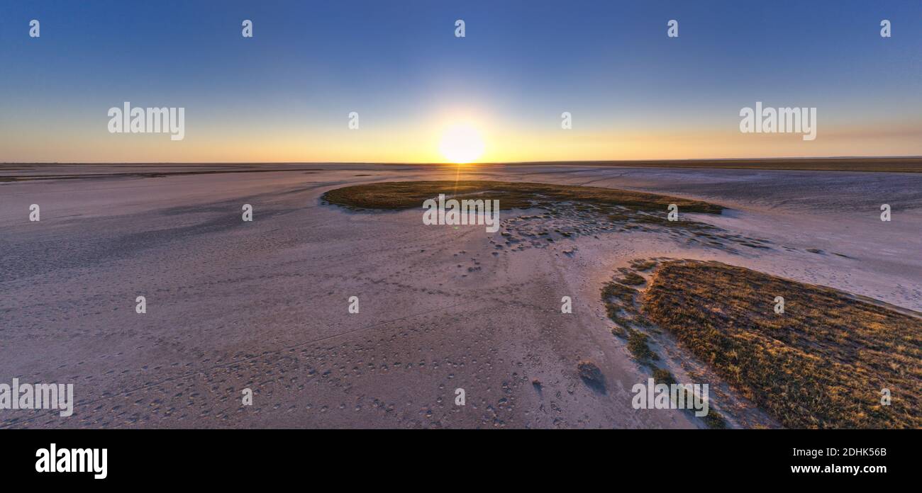Top view of a sandy swamp with large patches of grass and bushes Stock ...