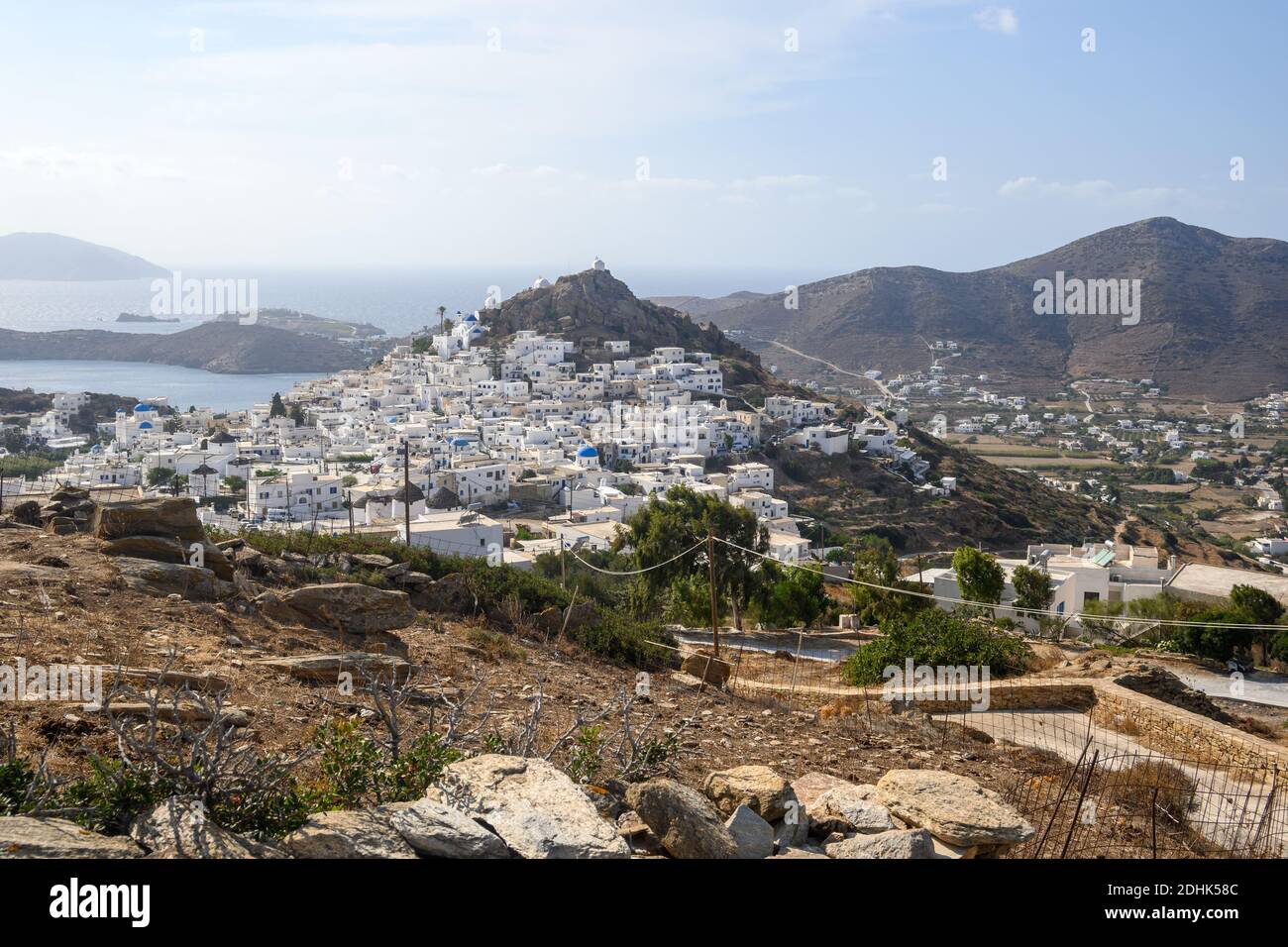 Chora town of Ios. Ios Island is a popular tourist destination in the ...