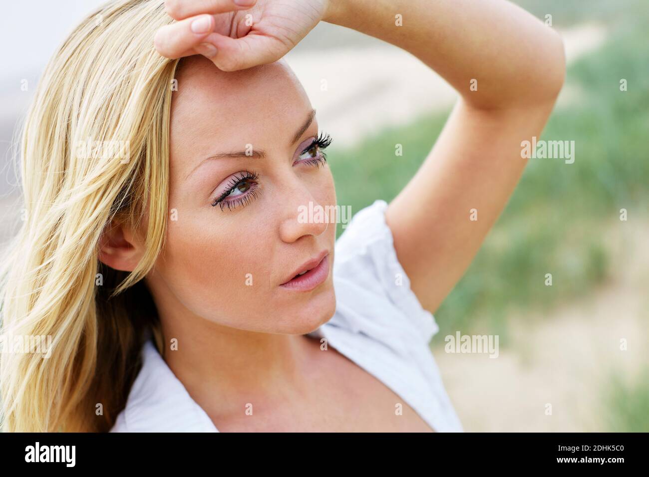 Woman with thoughtful look hi-res stock photography and images - Alamy