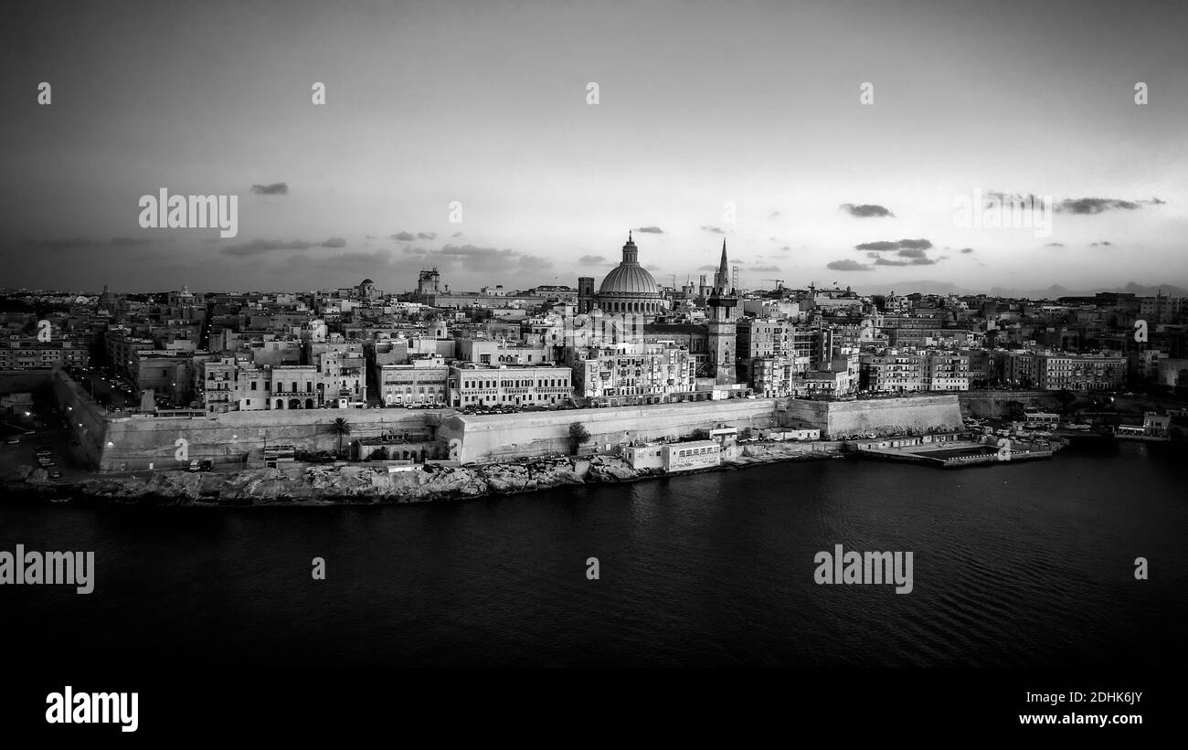 Aerial view over the city of Valletta - the capital city of Malta Stock ...