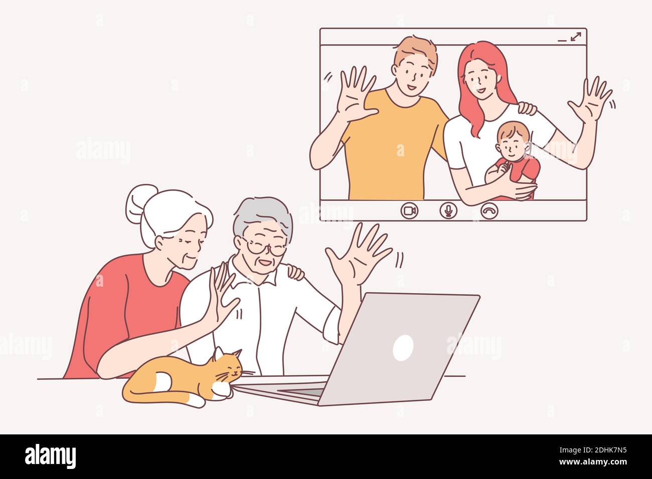 Family video call kid Stock Vector Images - Alamy