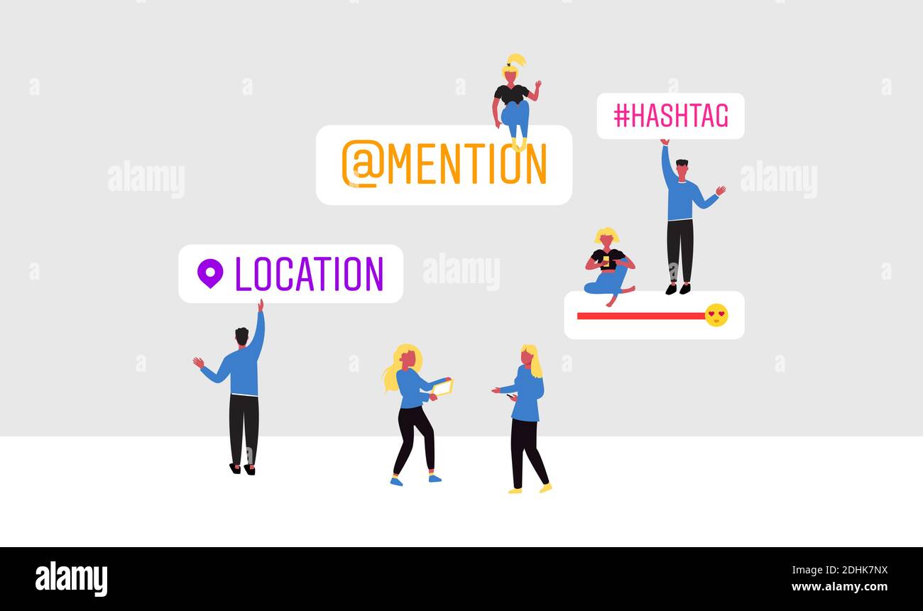 Group of People With Stickers. Teamwork Communication. Social Media ...