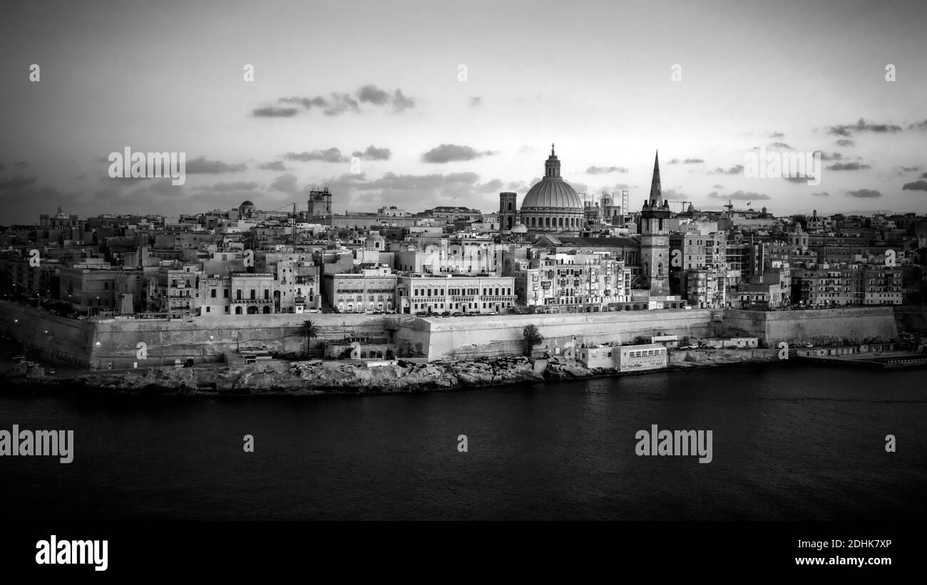 Aerial view over the city of Valletta - the capital city of Malta Stock ...