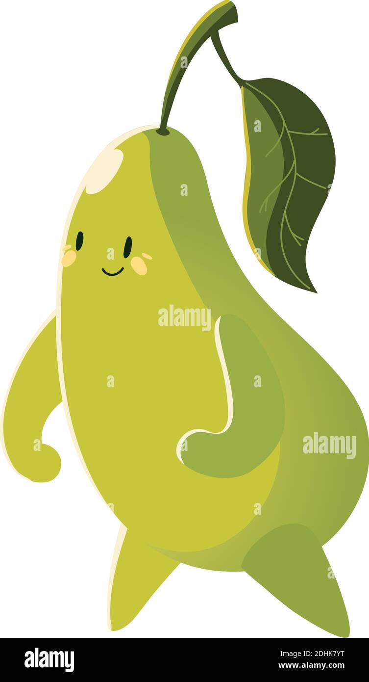 fruits kawaii funny face happiness cute pear cartoon vector ...