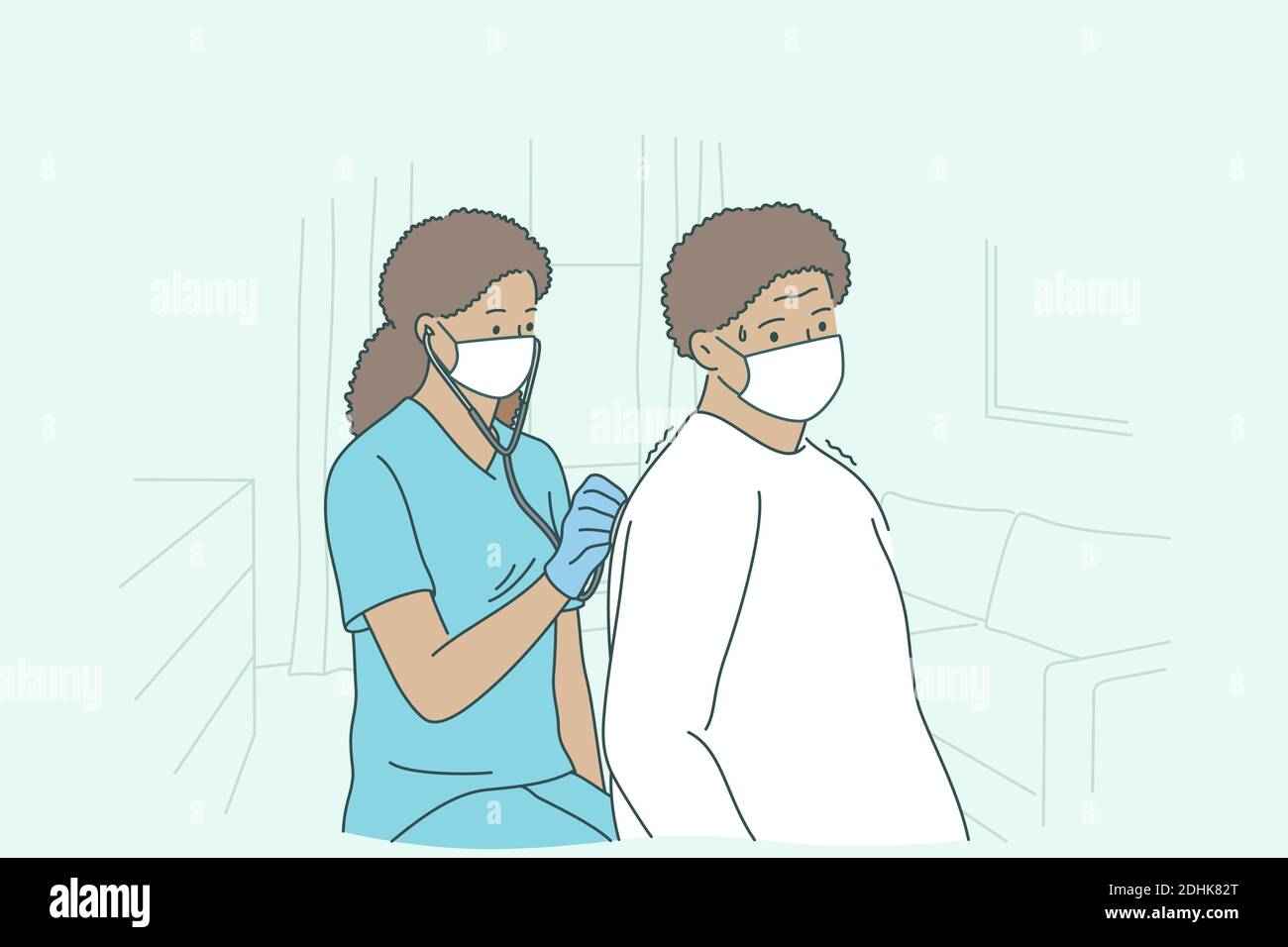 Doctor with home service patient during work concept Stock Vector Image ...