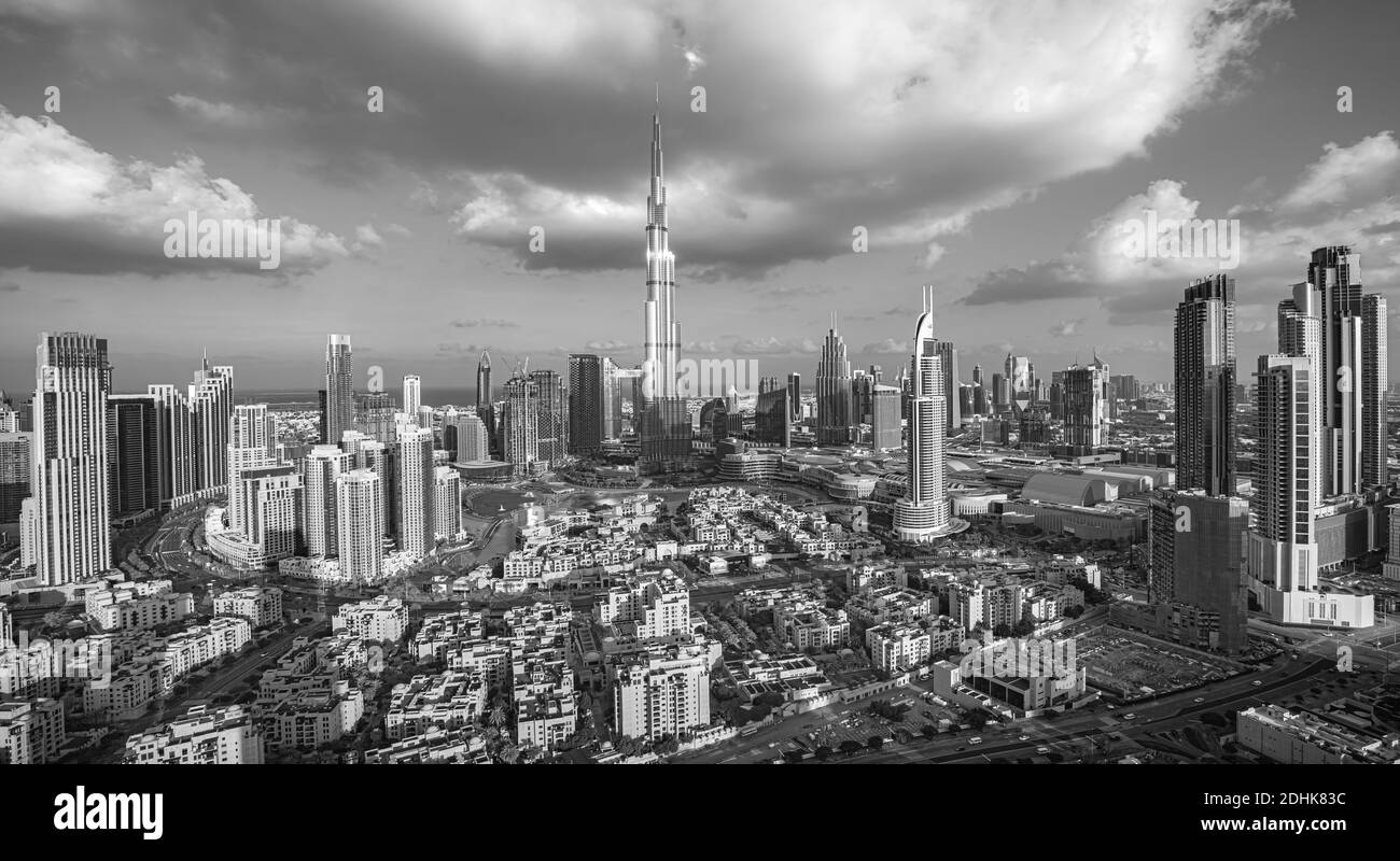 Amazing Dubai city center skyline at the sunset, Dubai, United Arab ...