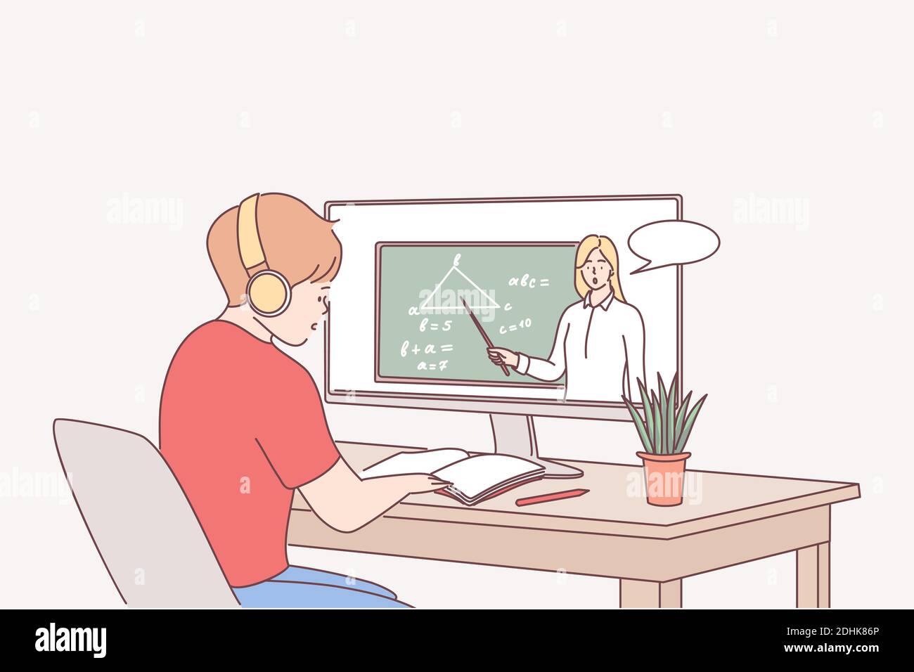 Elearning, online education, distant studying concept Stock Vector ...