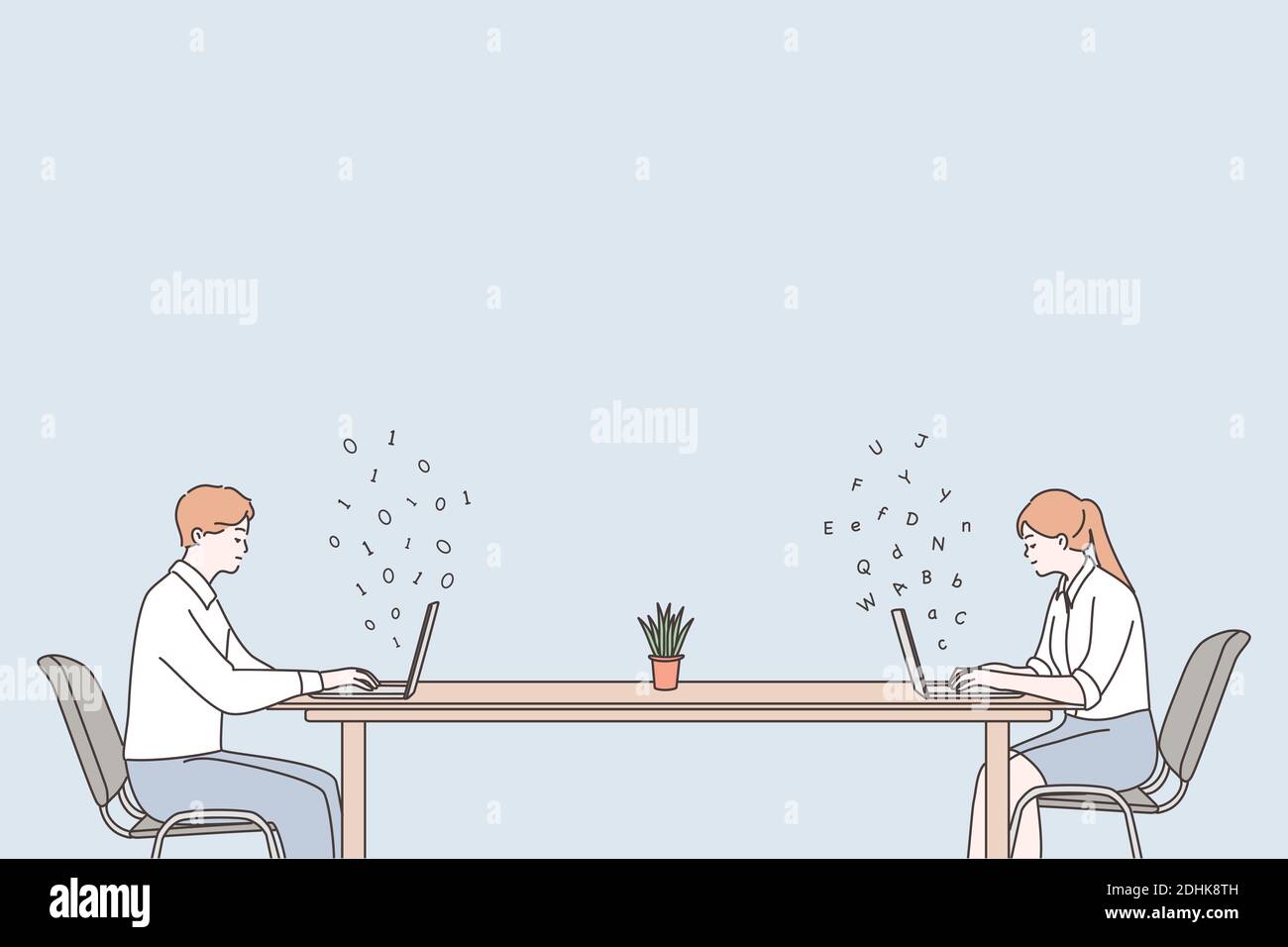 Social Distance, working during quarantine, distant work concept Stock ...