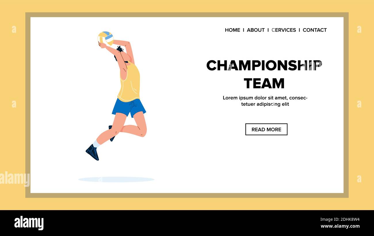 Championship Sport Team Playing Volleyball Vector illustration Stock ...