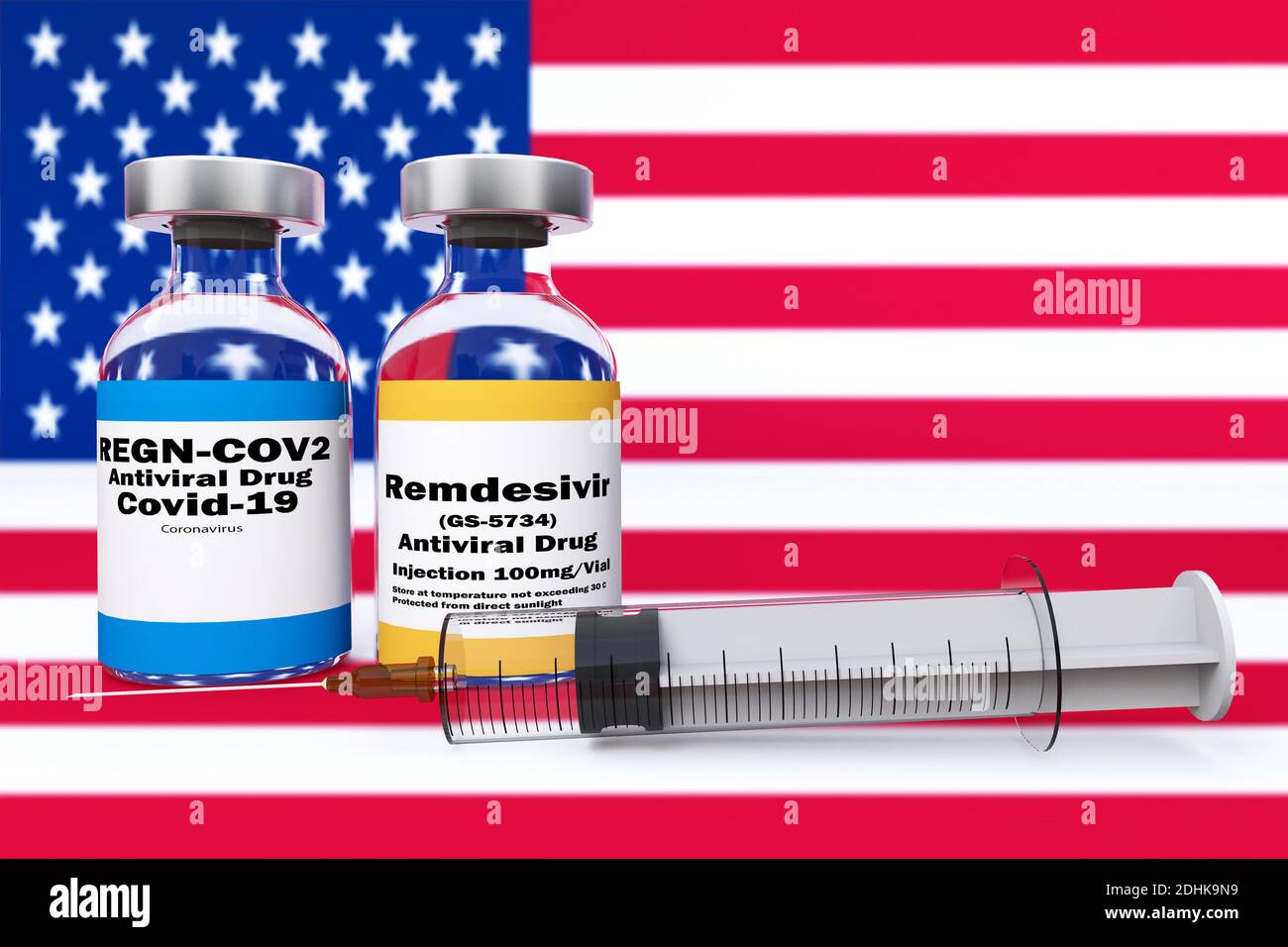 Syringe and a container bottle antiviral drug Regeneron REGN-COV2 Anti ...