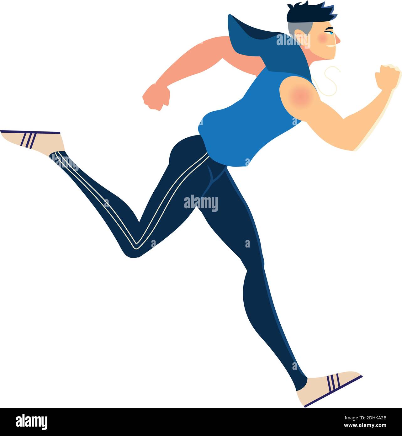 muscular running man exercising, side view vector illustration Stock ...