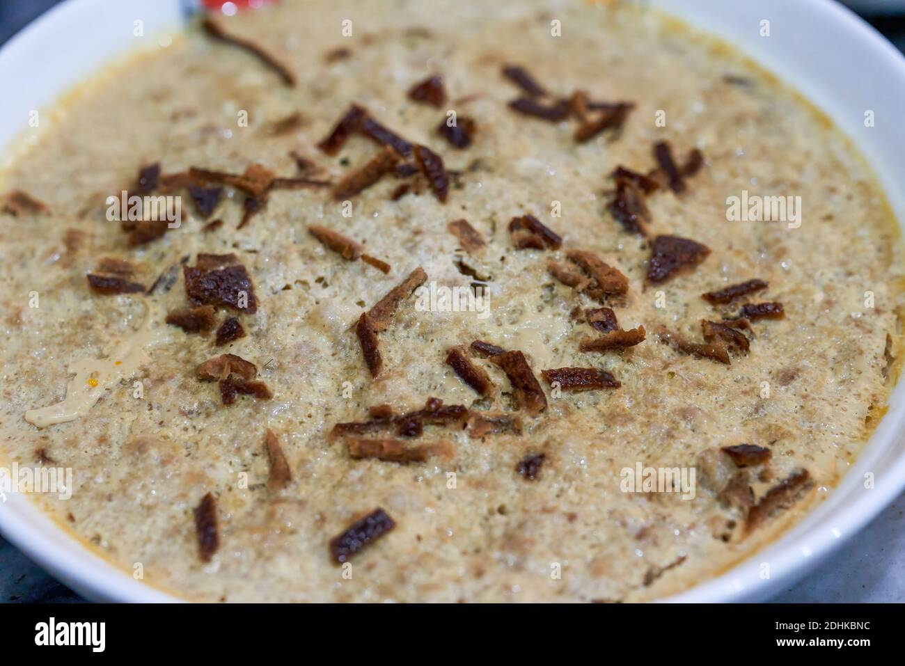 A delicious Chinese dish, steamed pork cake with dried tangerine peel ...
