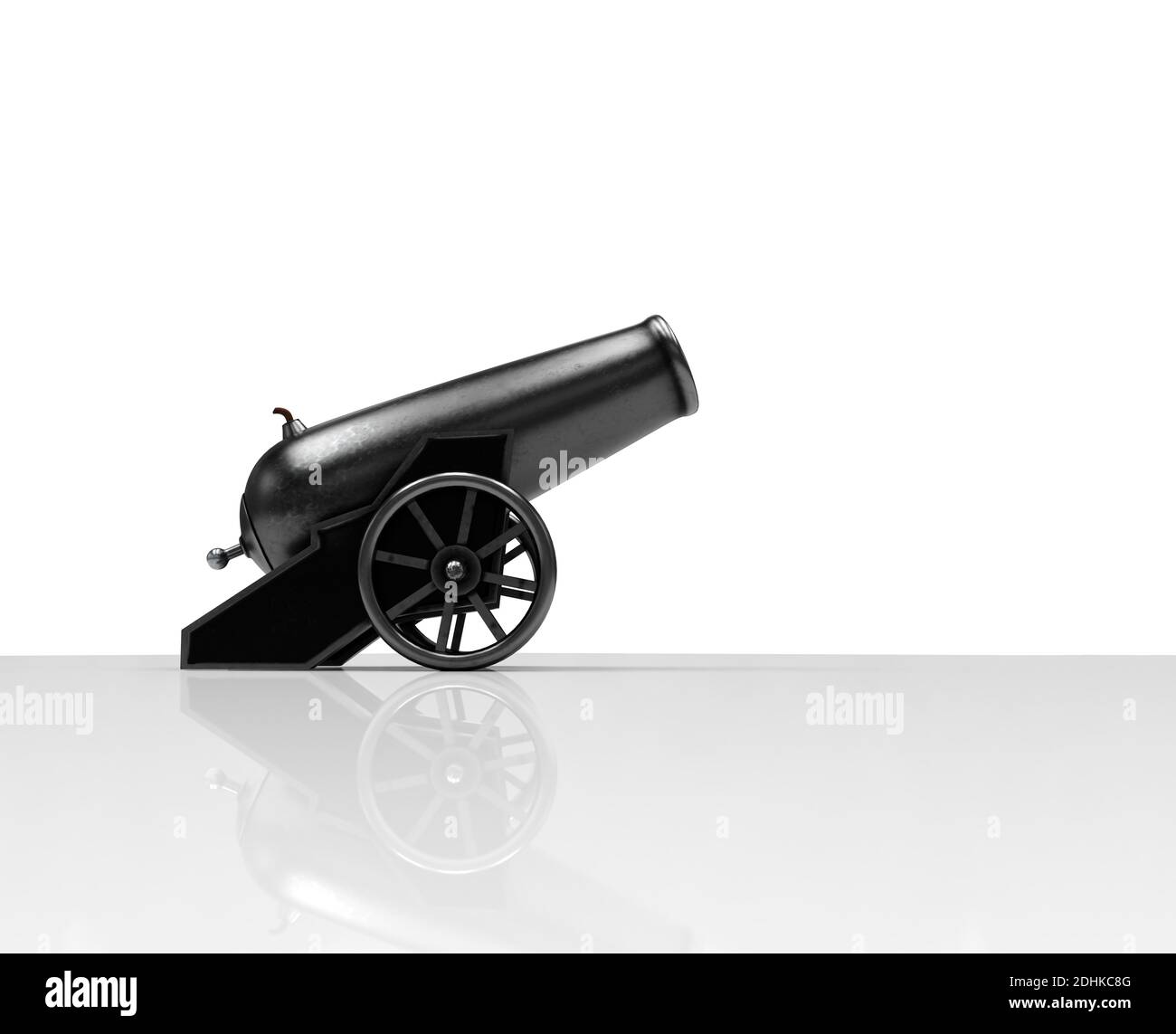 One black ancient cannon. 3d Illustration of vintage cannon. Medieval ...