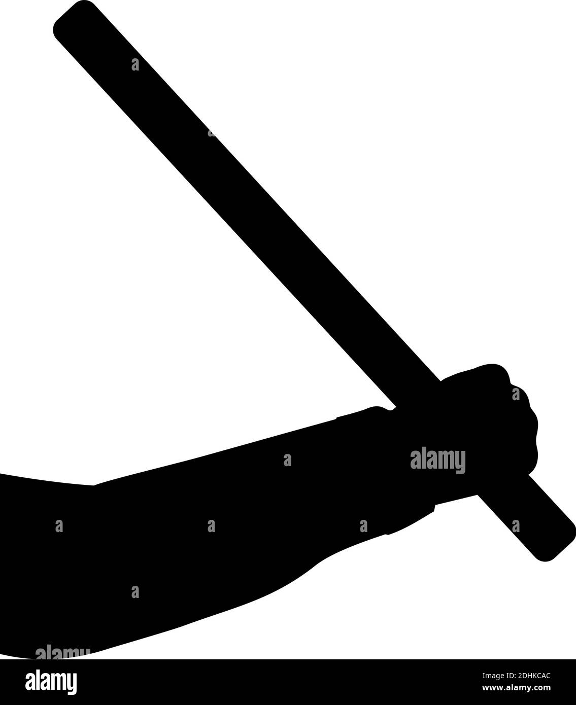 Silhouette hand with police baton closeup. Illustration symbol icon ...