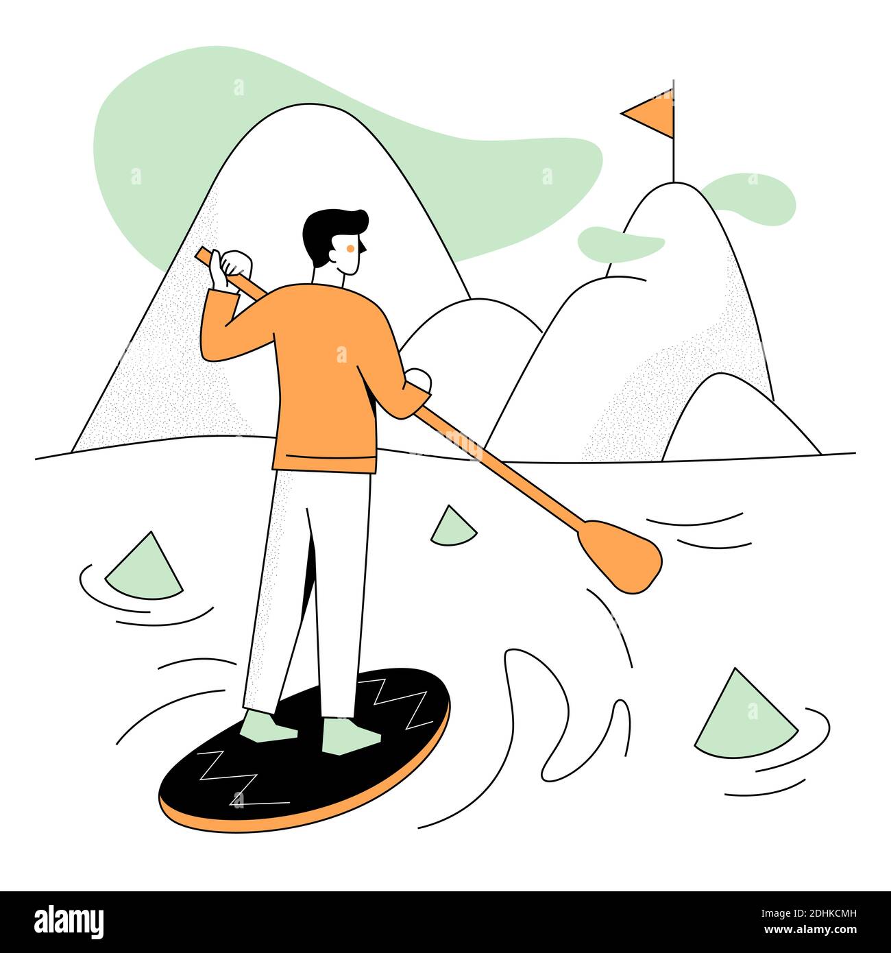 Goal achievement - modern flat design style illustration with line ...