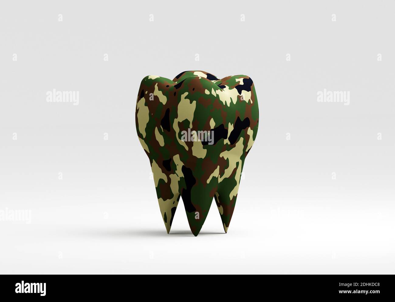 camouflage color molar tooth on white background, dirty tooth concept ...