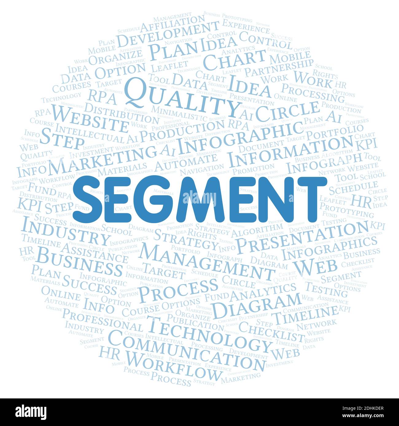 Segment typography word cloud create with text only Stock Photo - Alamy