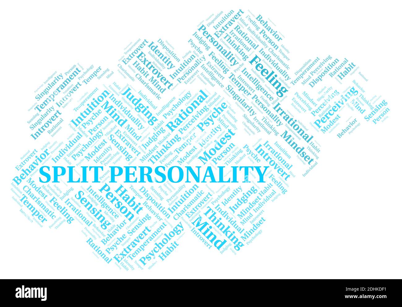 Split Personality typography word cloud create with text only Stock ...