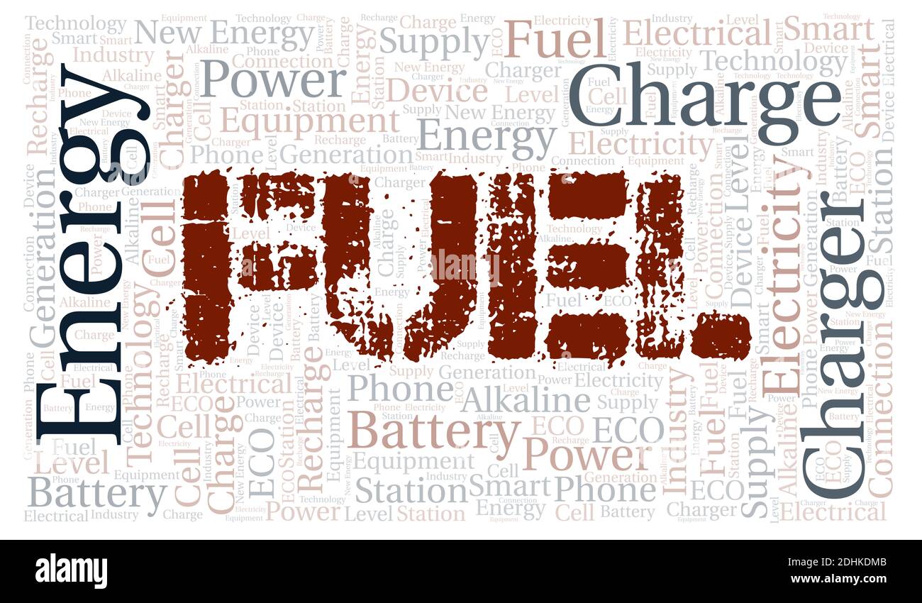 Fuel typography word cloud create with text only Stock Photo - Alamy