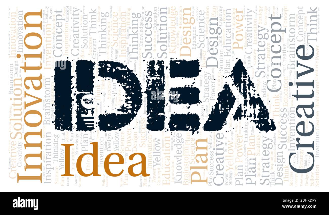 Idea typography word cloud create with text only Stock Photo - Alamy