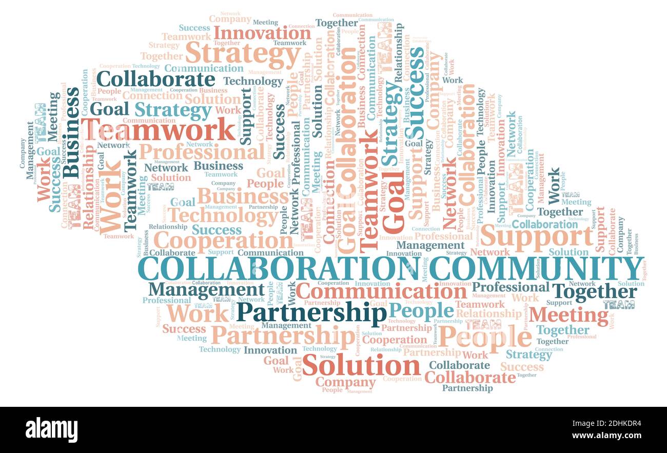 Collaboration Community typography word cloud create with text only ...