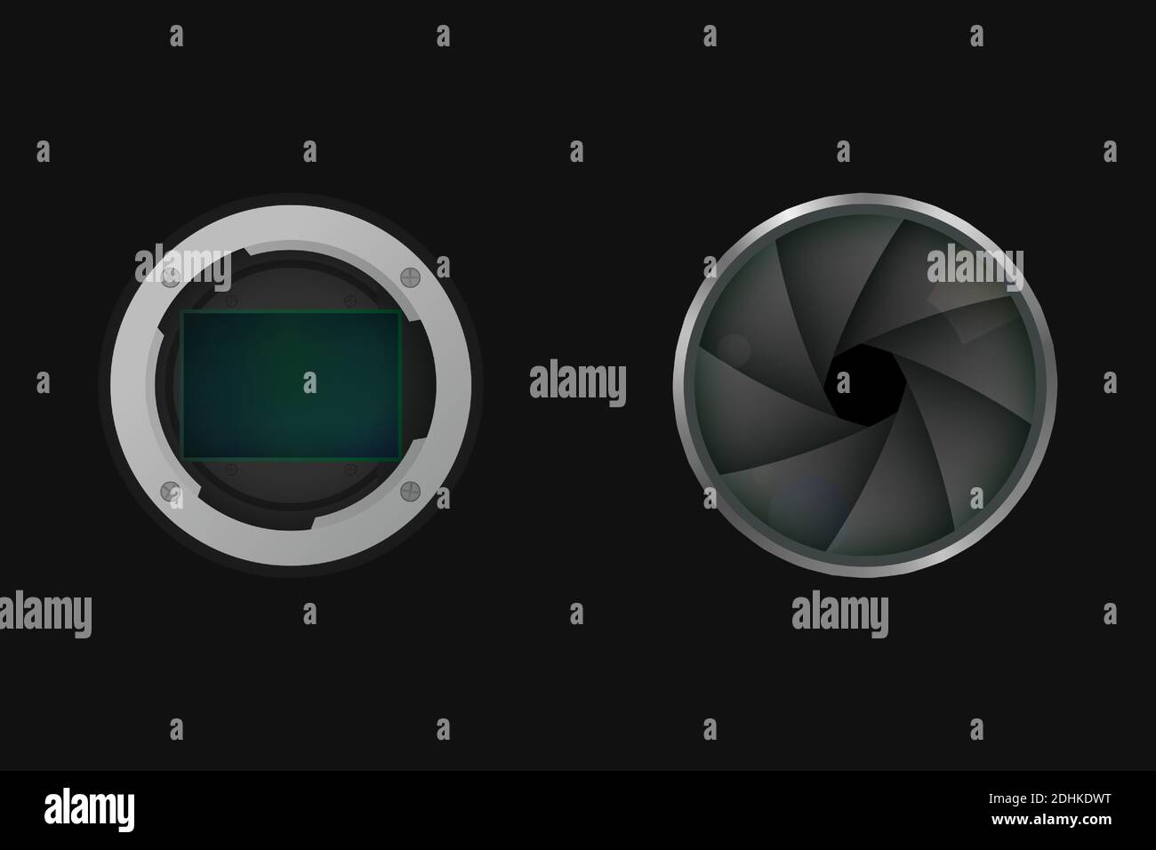 Image sensor and shutter. Vector illustration. Camera matrix Stock ...