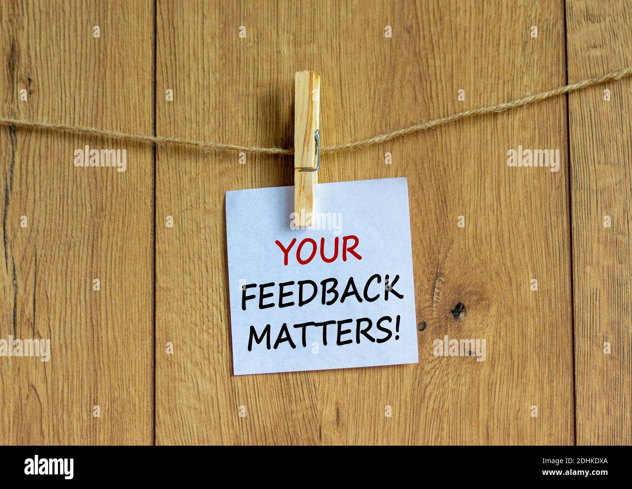 Your feedback matters symbol. White paper with text 'your feedback ...
