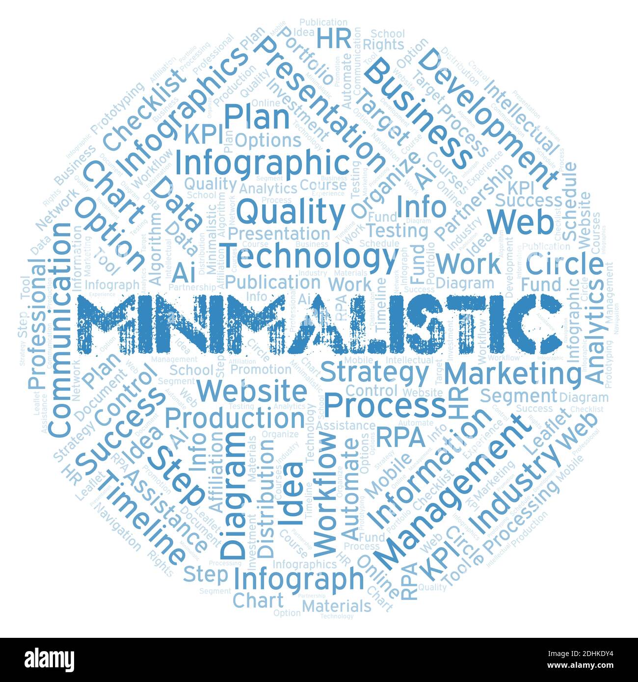 Minimalistic typography word cloud create with text only Stock Photo ...